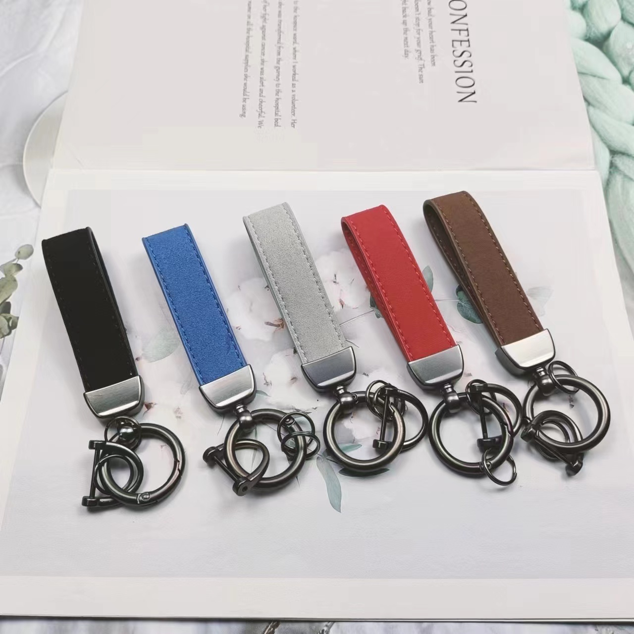 fashionable car keychain suede keychain for remote key, can choose color