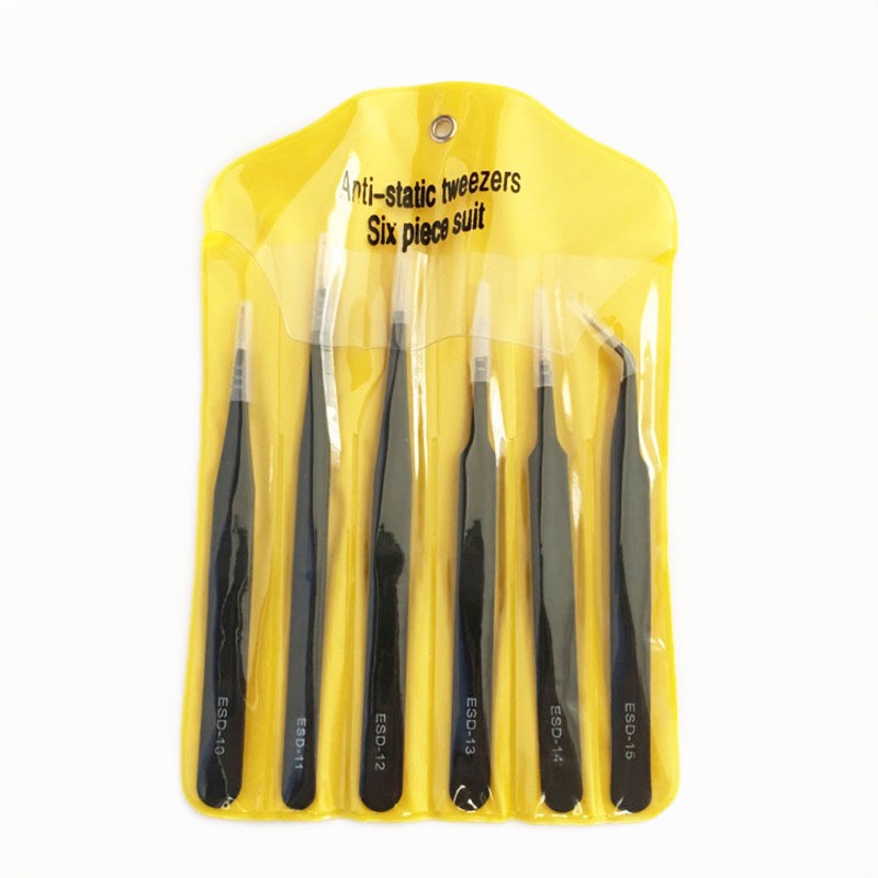 6pcs Precision Long Tweezers Set Anti-Static Stainless Steel Tweezers ...