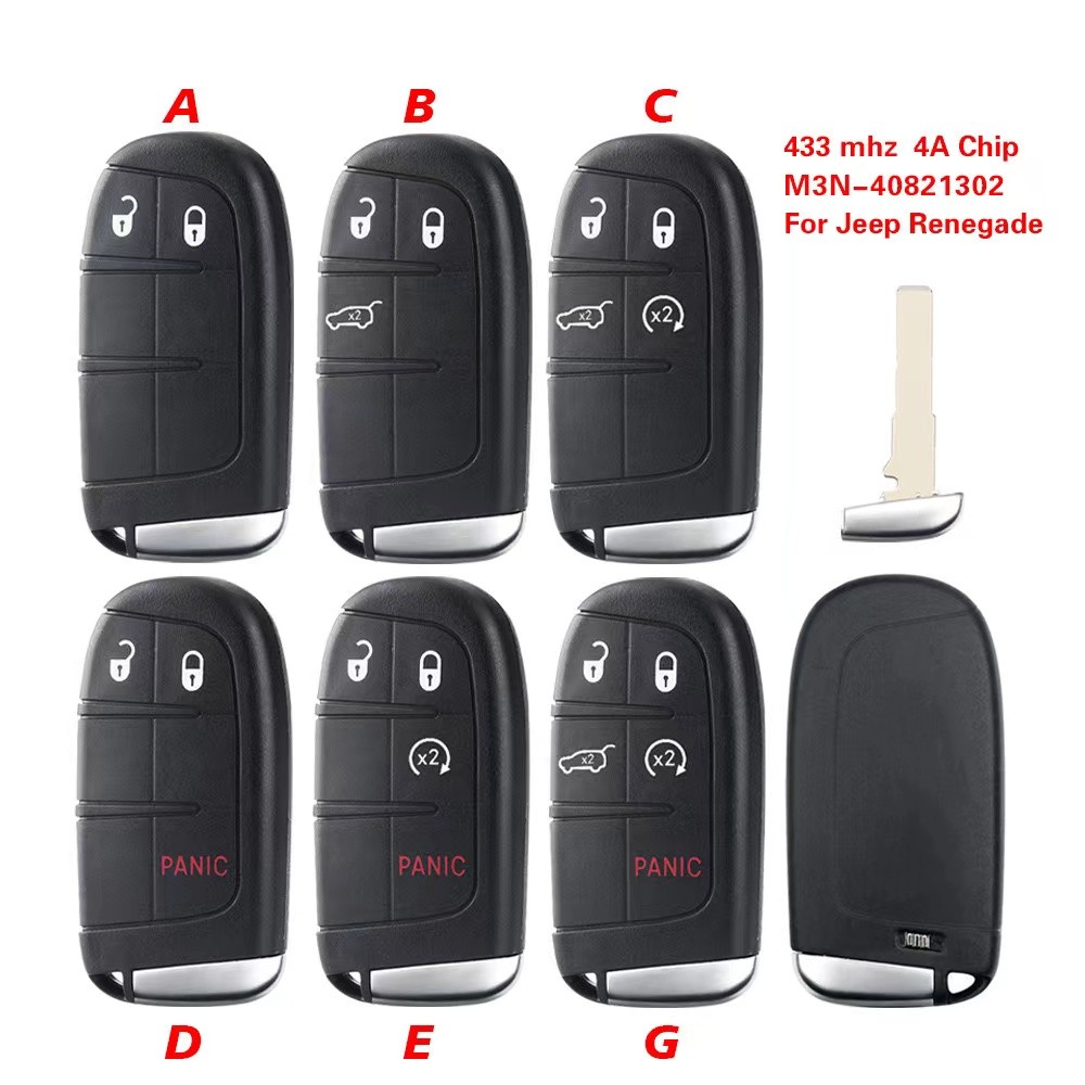 For Jeep Renegade 2015-2020 4A 433MHz Remote Key For Keyless Entry ...