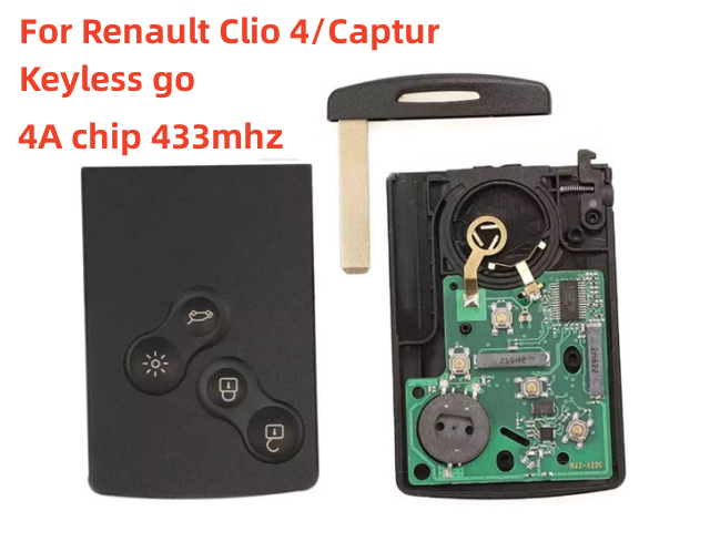 For Renault Clio 4/Captur Keyless go Smart Key with 4A CHIP / HITAG AES ...