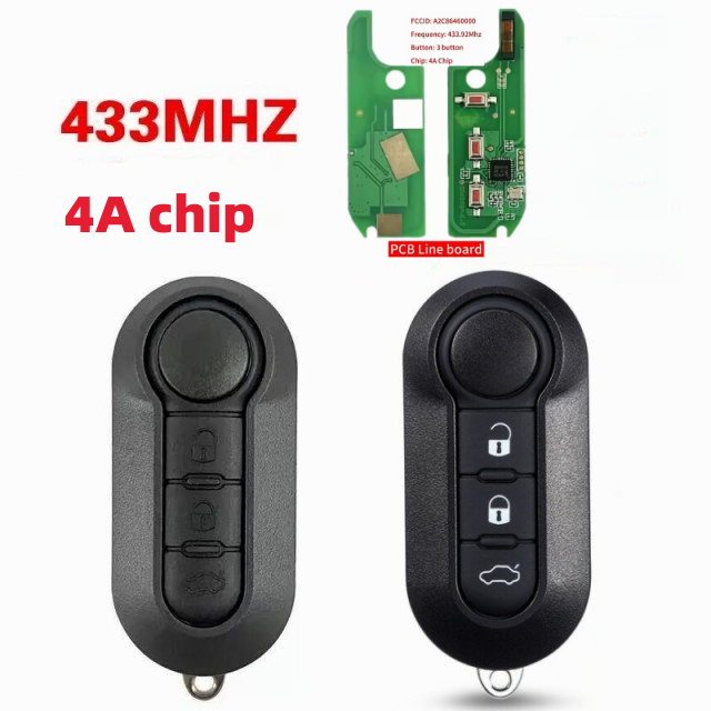 For Fiat 3 button 433Mhz with 4A ncf29a1m chip remote key