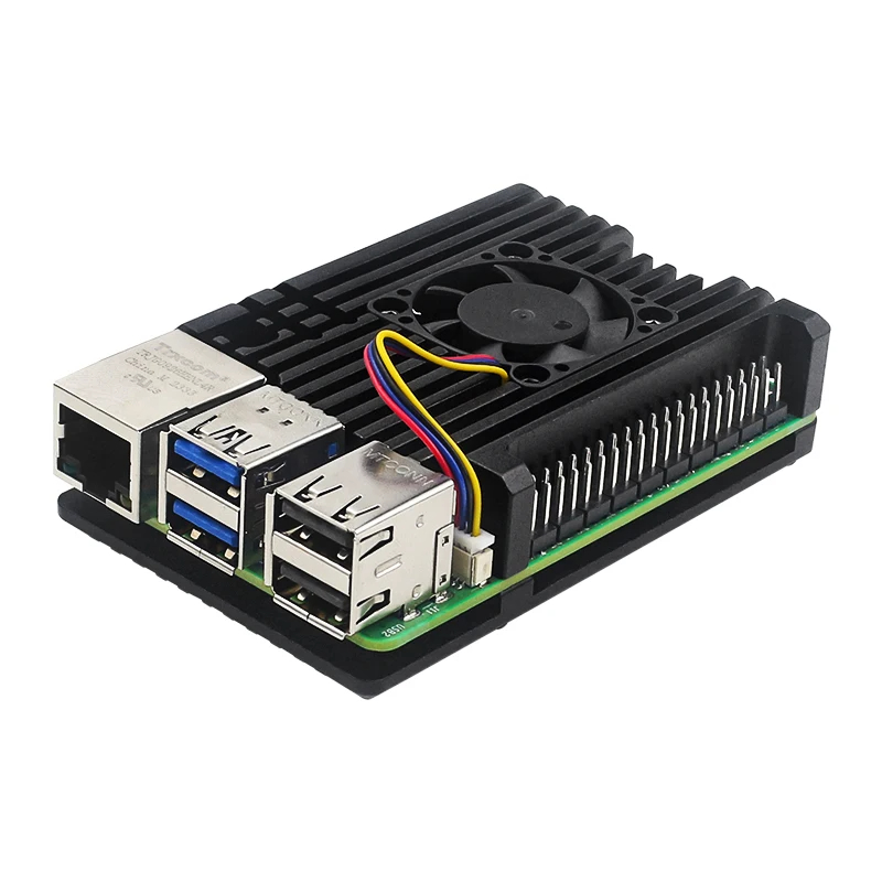 Raspberry Pi 5 Aluminum Case Metal Shell with Cooling Fan Silicone ...