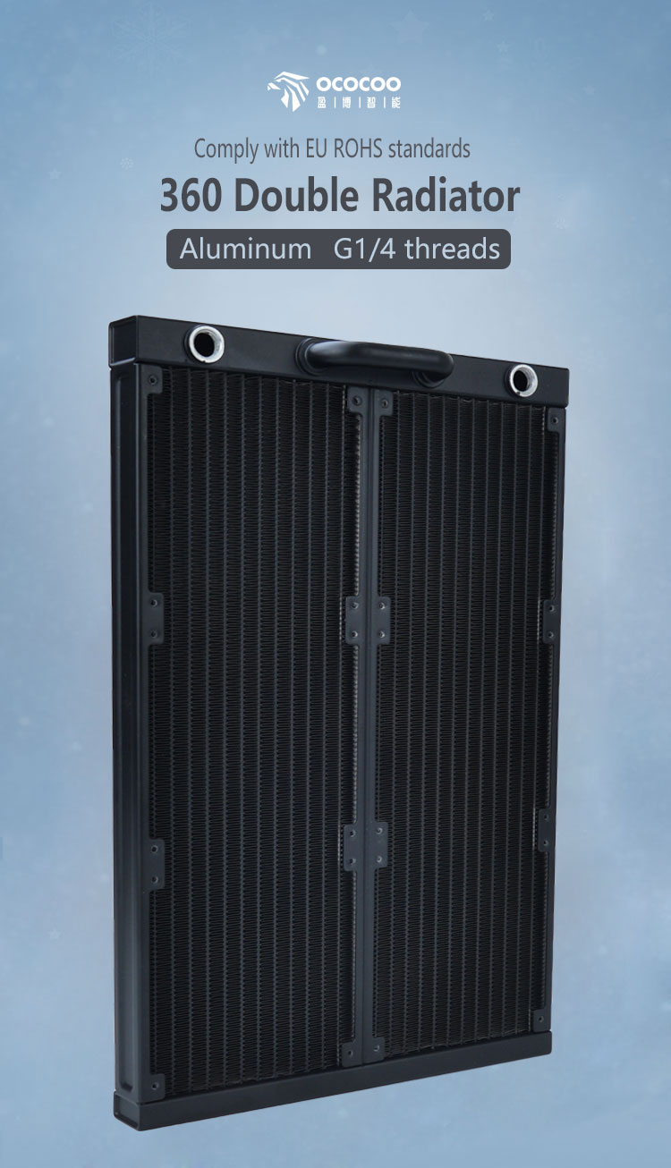 OCOCOO 360mm Double Layer Radiator All Aluminum G1/4 Thread Computer ...