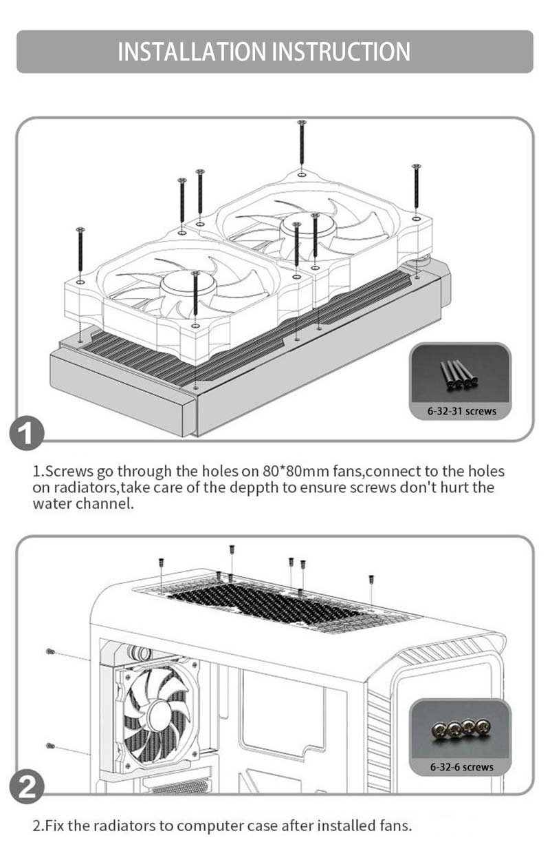 OCOCOO 480mm Water Cooling Radiator All Aluminum Heatsink G1/4 Thread ...