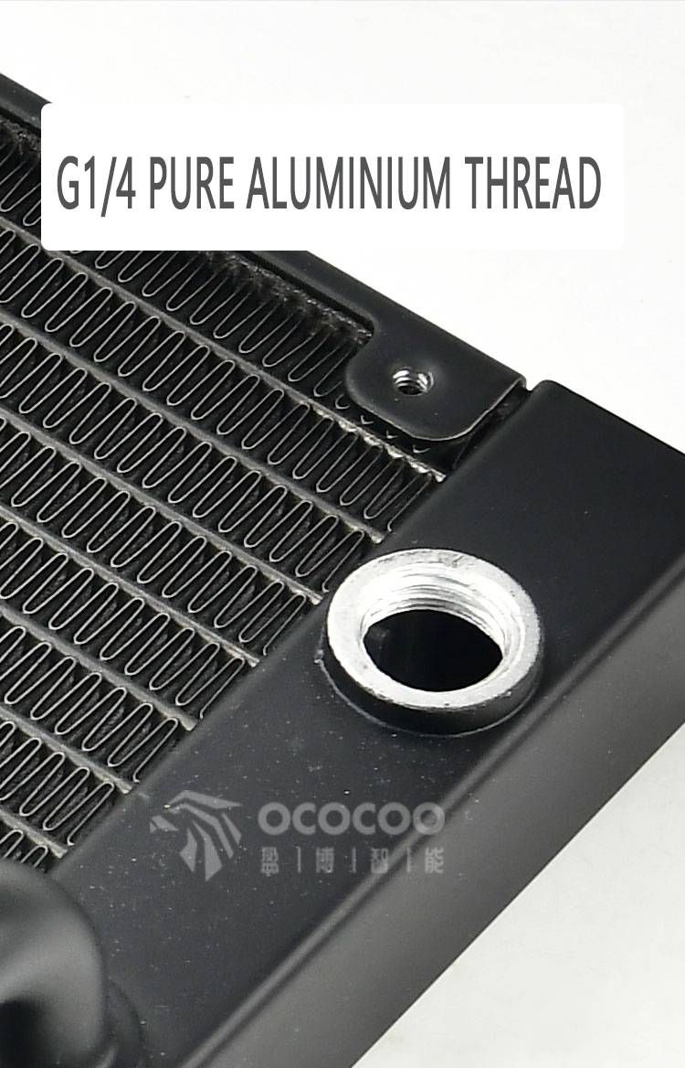 OCOCOO 360mm Double Layer Radiator All Aluminum G1/4 Thread Computer ...