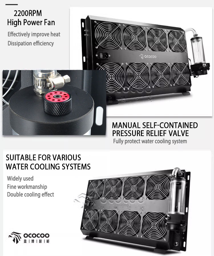 OCOCOO BC5 Integrated Radiator Water Cooling 8 Fan Quiet Graphics Card ...