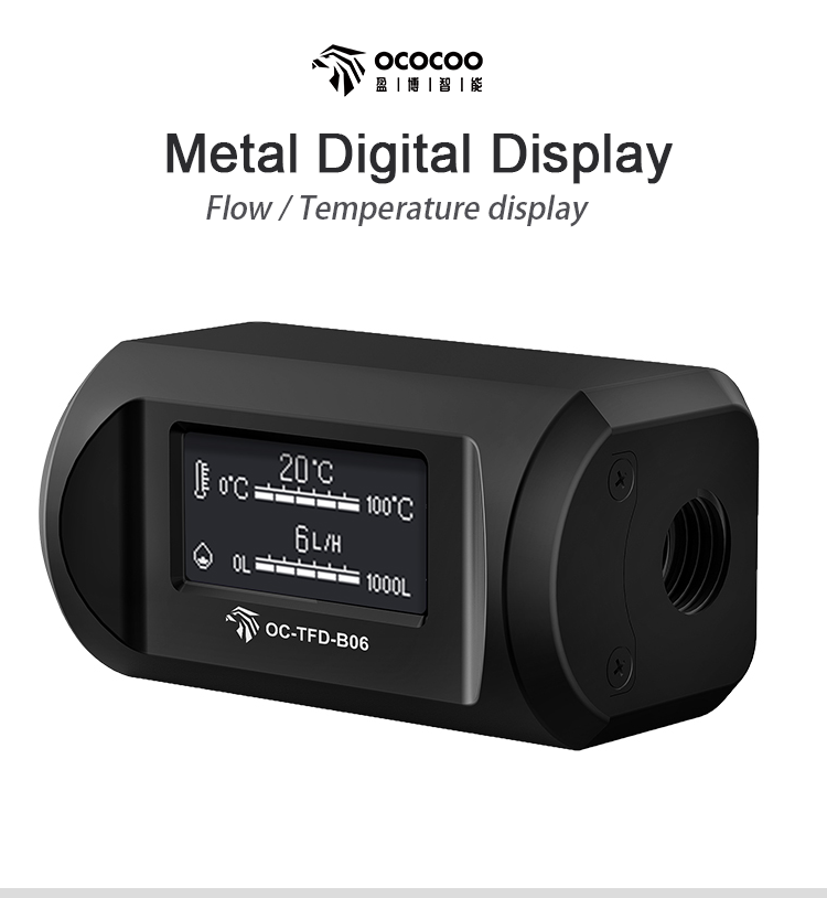 OCOCOO Digital Flow Thermometer Water Cooling Computer Kit DIY Heat ...
