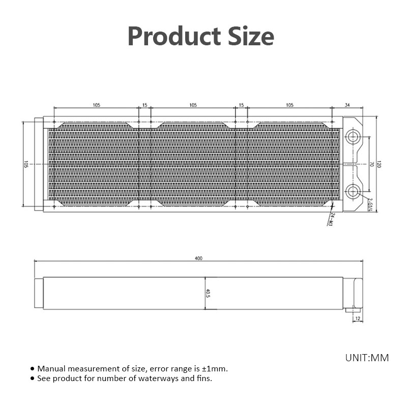 OCOCOO Copper Radiator 120mm Length 40.5mm Thickness Water Cooled Heat ...