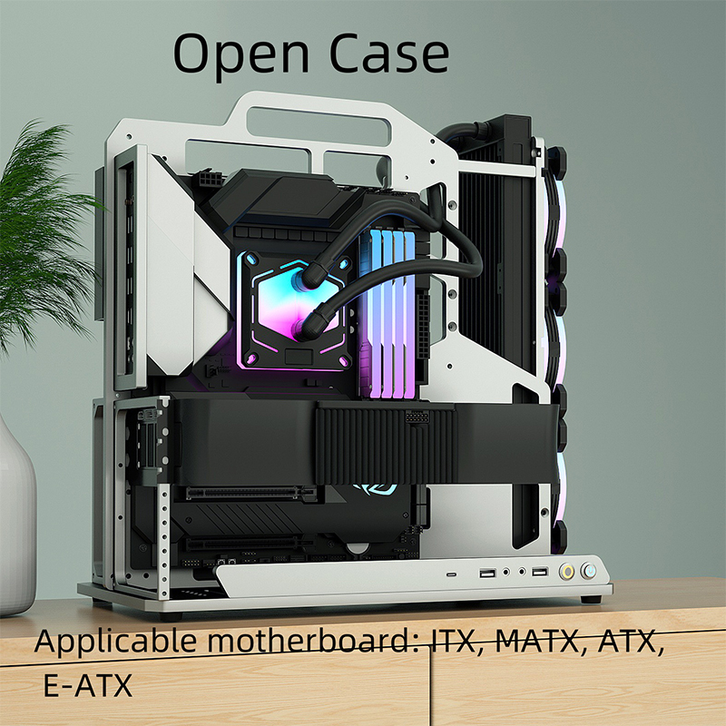 OCOCOO Computer Case ATX M-ATX ITX Water Cooling DIY Aluminum 240MM ...