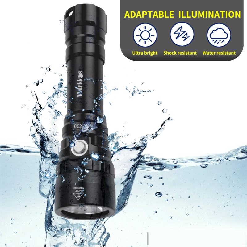 WK20S Powerful Diving Flashlight SST40 2000lm 18650 Dive Light