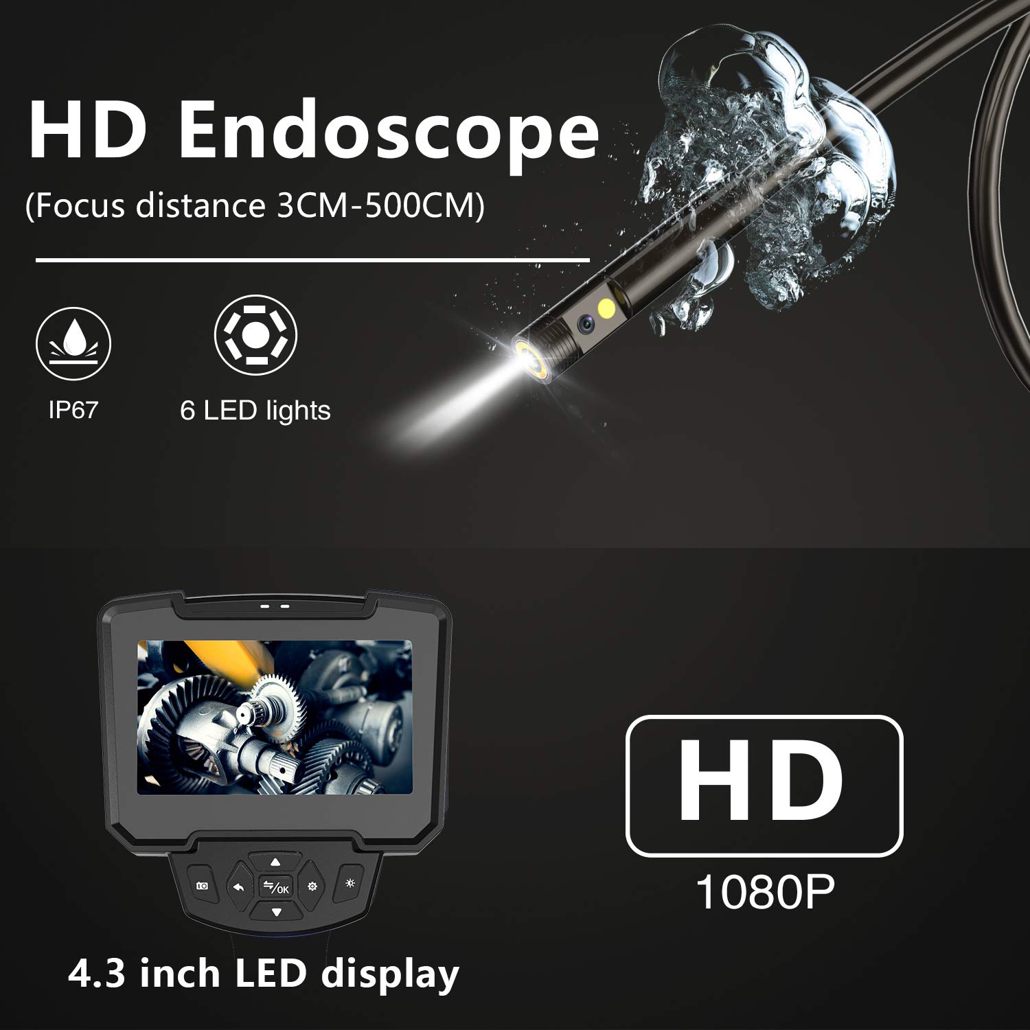 Endoscope Inspection Camera,Digital Industrial Endoscope Dual Lens ...