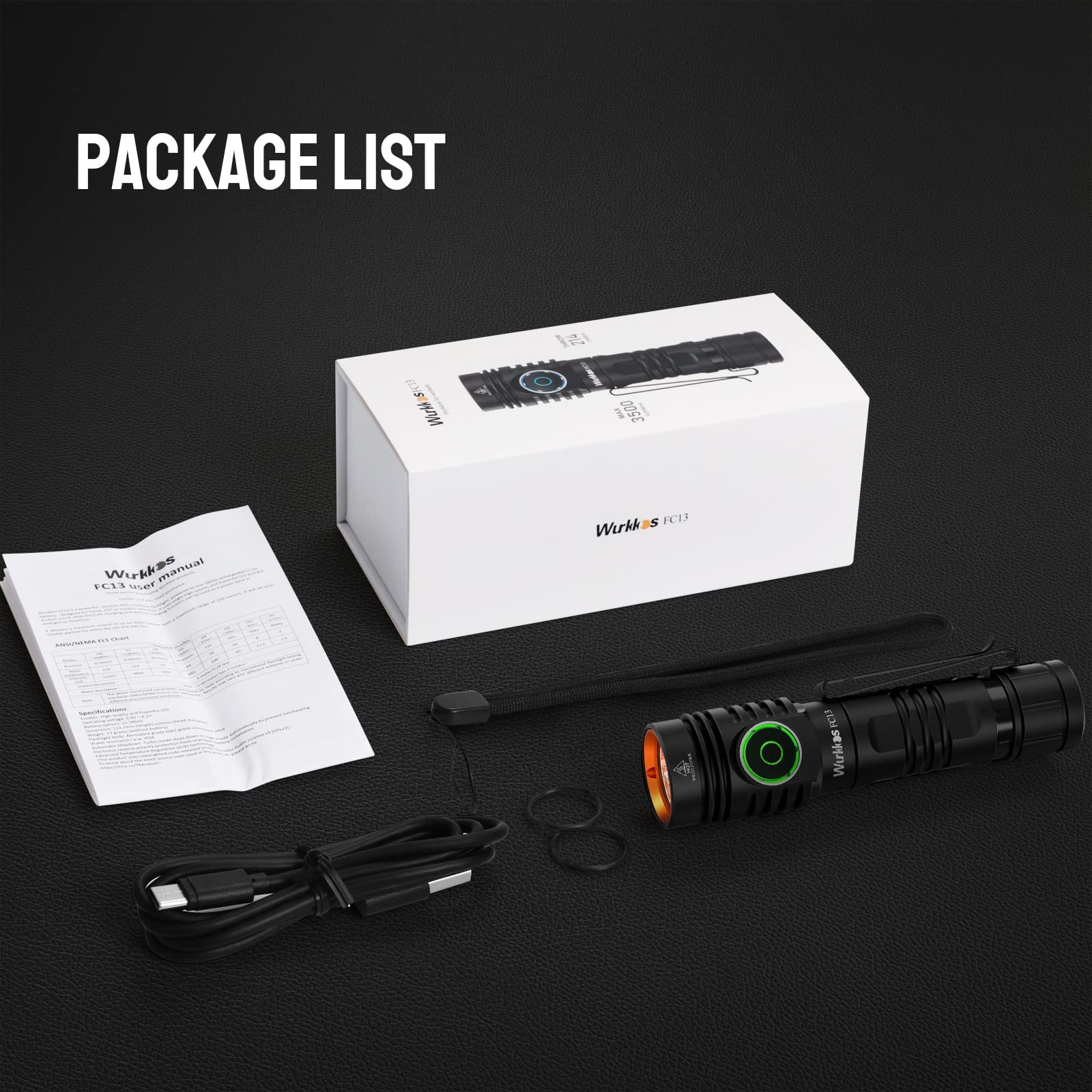 Wurkkos FC13 3500lm Flashlight, Reverse Charging, RGB AUX Button Light ...