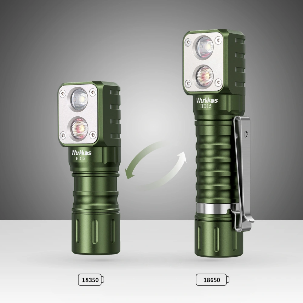 Wurkkos HD15 Angle Flashlight, Dual LEDs, Replaceable short tube ...