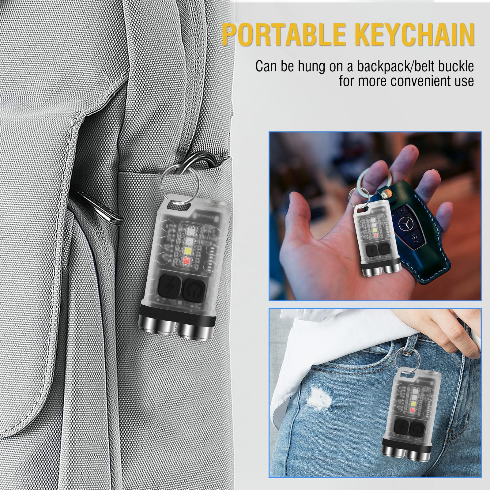 Multifunction Keychain Flashlight, 900 Lumens & 100 Meters, UV light ...