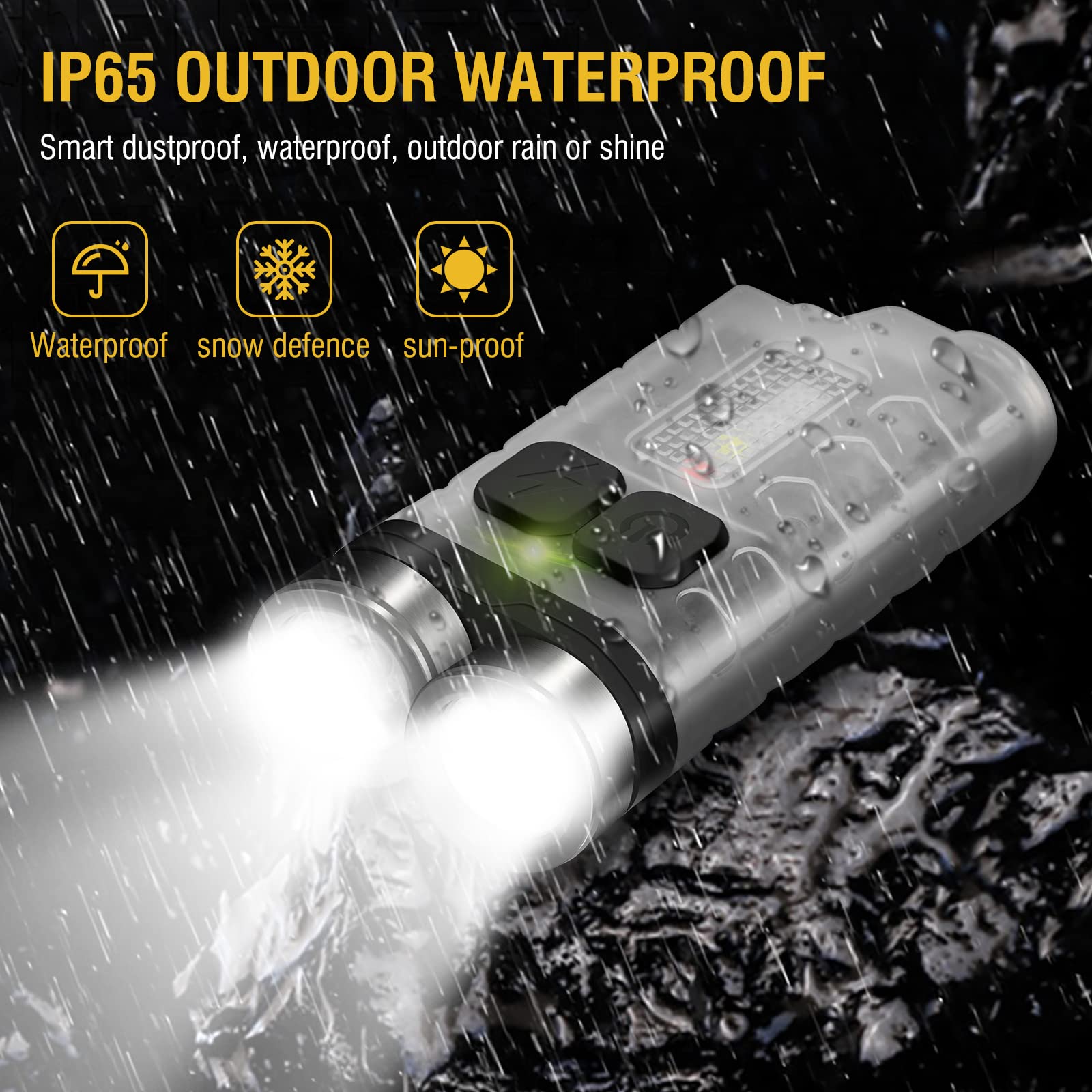 Multifunction Keychain Flashlight, 900 Lumens & 100 Meters, UV light ...