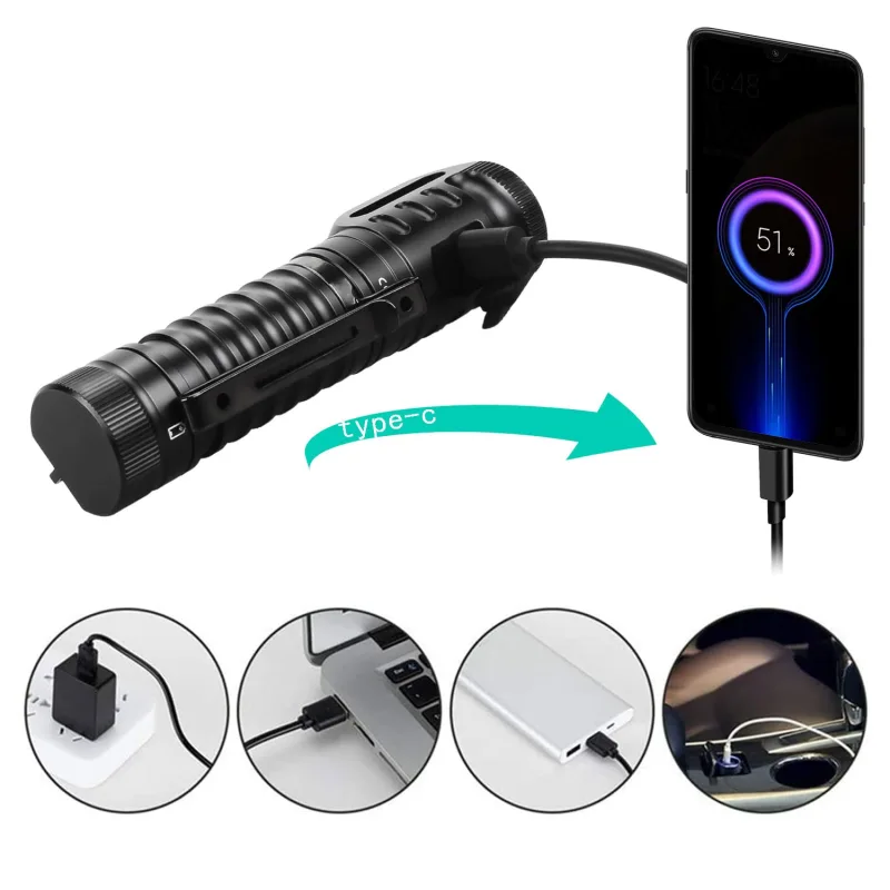 【USA Warehouse】HD20 USB C Rechargeable Headlamp 21700 Flashlight 2000lm ...