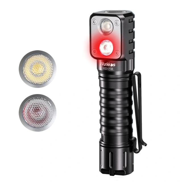 Wurkkos HD15R Dual LEDs Headlamp, Angle Flashlight with Red Beam Mode ...