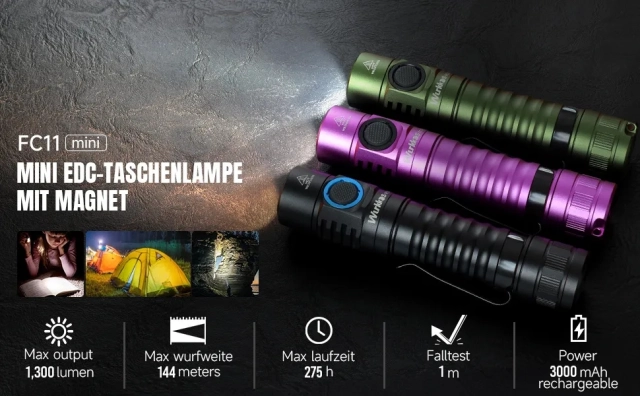 Wurkkos FC11 LH351D 90 CRI 18650 LED Flashlight with Magnetic Tail 2 ...