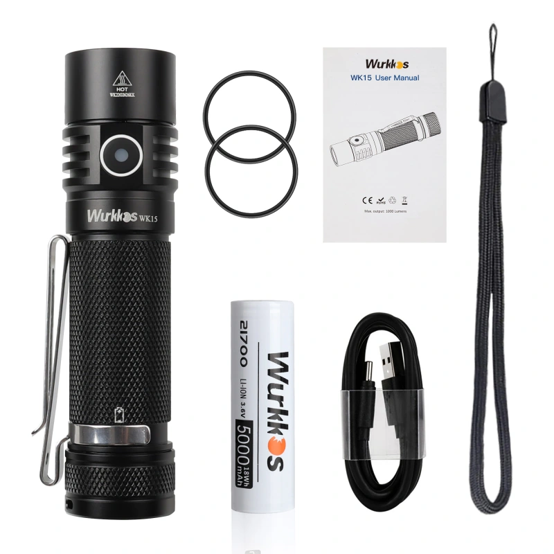 【USA Warehouse】Wurkkos WK15 3000lm XHP50.2 USB C Rechargeable 21700 EDC Budget Light, Simple UI ...