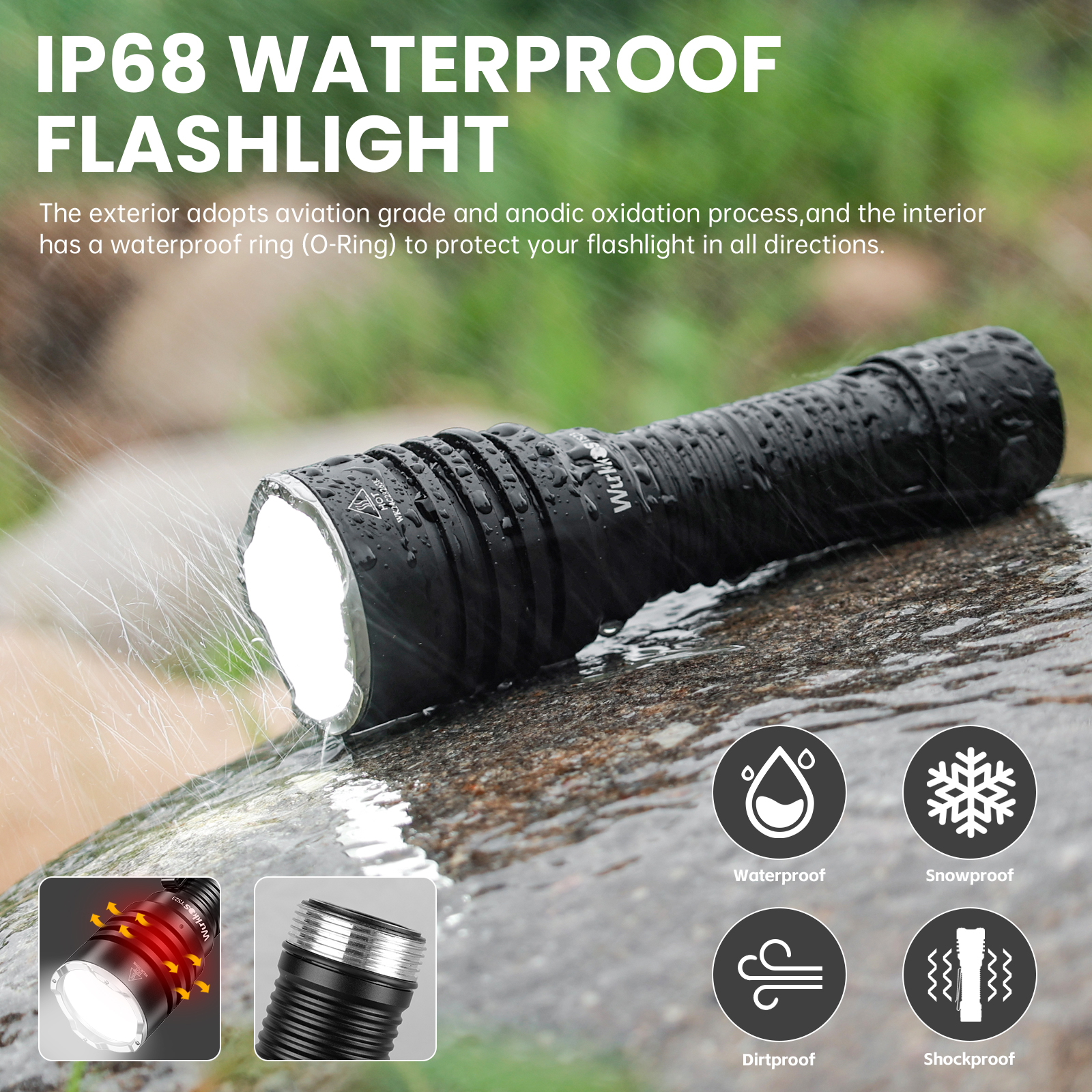 Wurkkos TS23 21700 Tactical Flashlight XHP70.3 HI LED 5000Lm Torch IPX8 ...