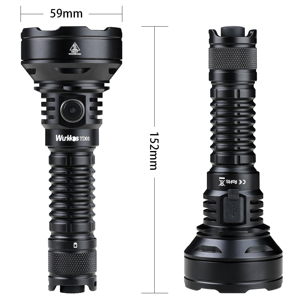 Wurkkos TD01/TD01C 21700 Rechargeable Tactical Flashlight LED USB-C ...