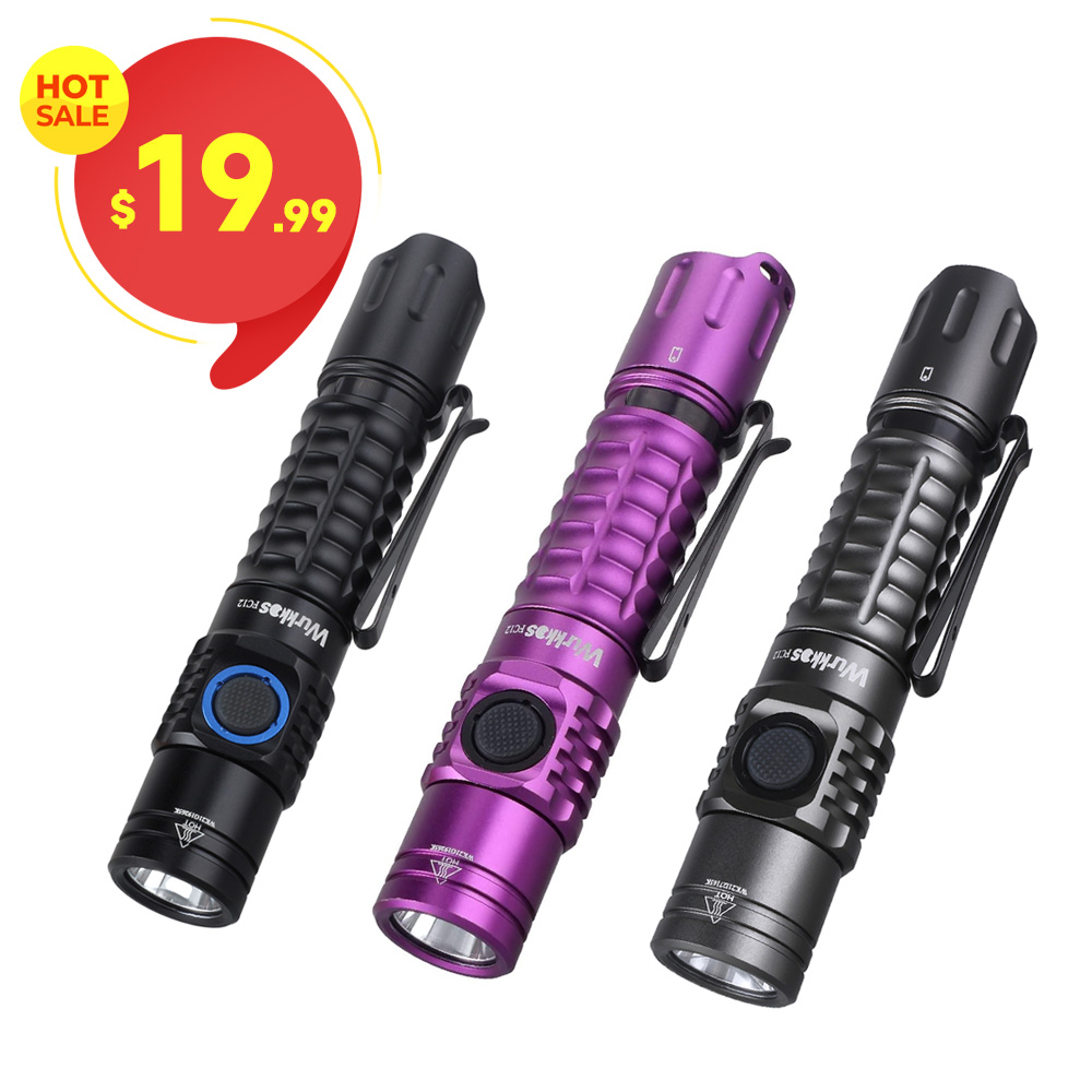 Wurkkos FC12 USB C Rechargeable Tactical Flashlight SFT40 2000lm 345M ...