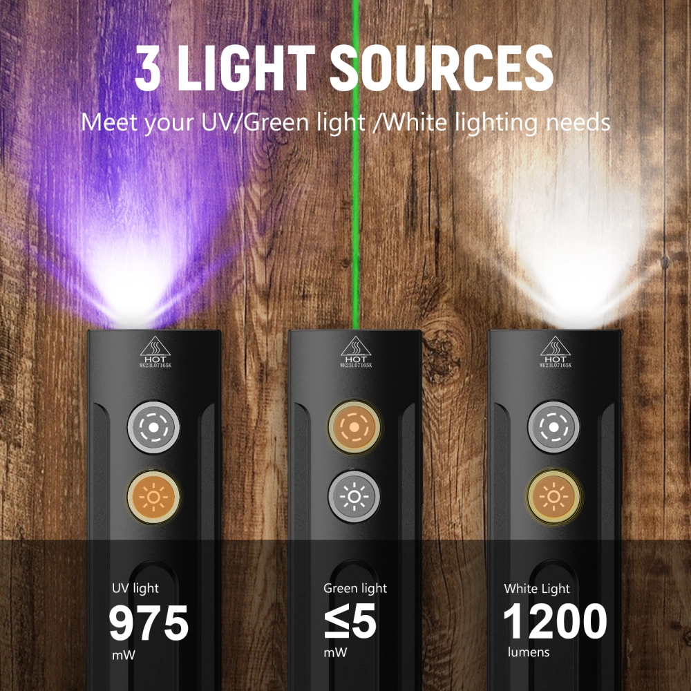 Wurkkos HD01 PRO EDC Flashlight – 365nm UV, Green Laser, High CRI LED ...