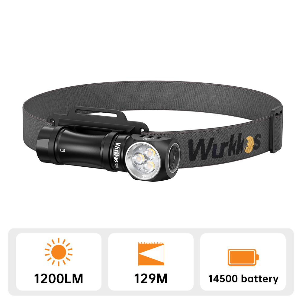 Wurkkos HD10 Mini Right Angle Flashlight, Max output 1200 Lumens/129M ...