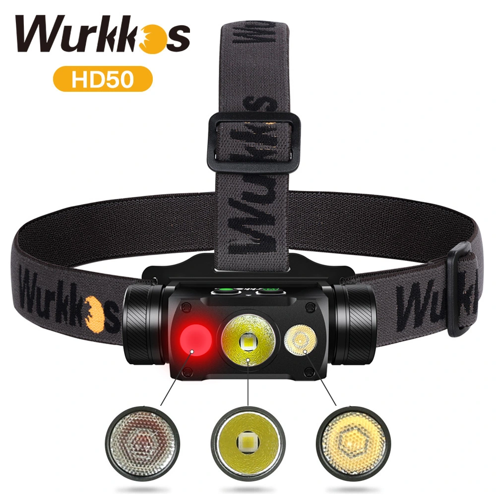 Wurkkos HD50 Headlamp with Spotlight & Floodlight&red light, 4000LM ...