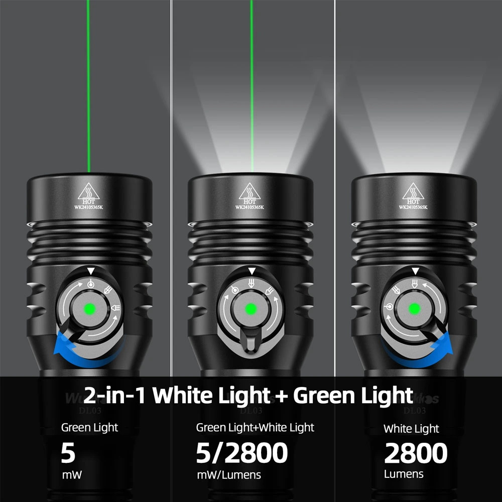 Wurkkos DL03 Professional Dive Light – 2800LM, 480M Beam, Green Laser ...