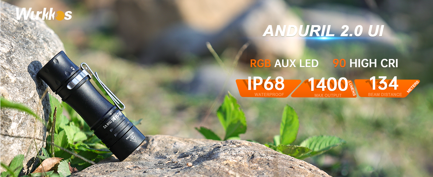 Wurkkos TS10 V2 | High CRI LED | Anduril 2 UI | RGB Aux LEDs | 1300 ...