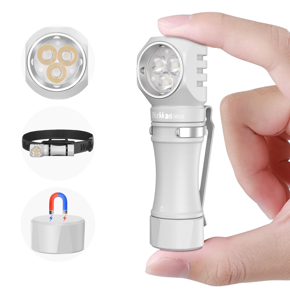 Wurkkos HD10 Mini Right Angle Flashlight, Max output 1200 Lumens/129M ...