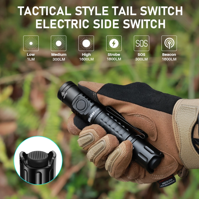 Wurkkos FC12C Buck Circuit Tactical Flashlight, Long-range 1600 LM/332 ...