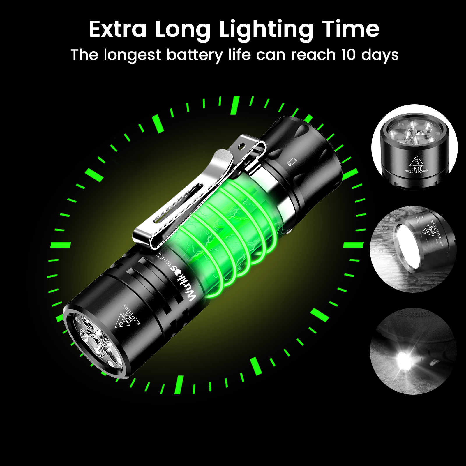 Wurkkos TS10 V2 14500 Powerful Mini EDC Flashlight with 3* 90 CRI LEDs ...