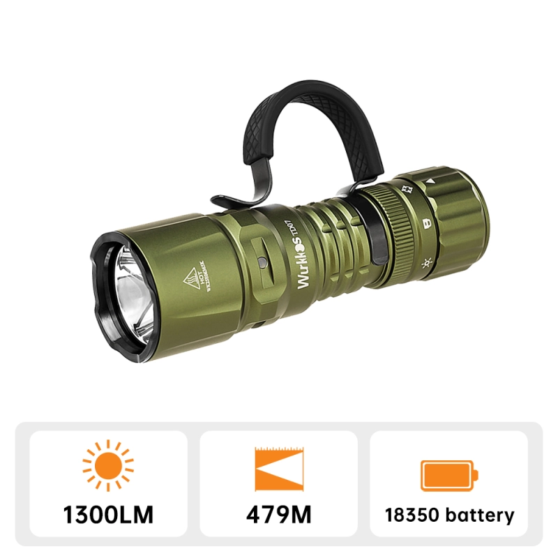 【US warehouse No Tax】Wurkkos TD07 Tactical Flashlight, USB C Rechargeable 1300 Lumens, 479m Long ...