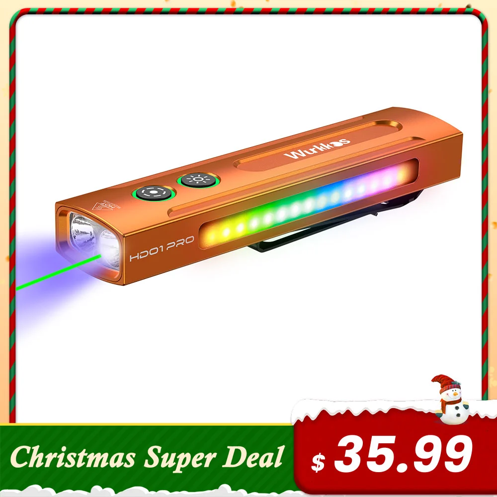 Wurkkos HD01 PRO EDC Flashlight – 365nm UV, Green Laser, High CRI LED ...