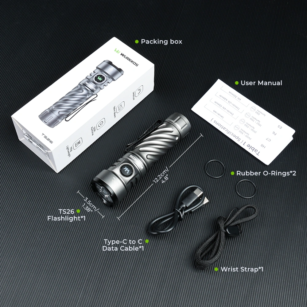 Wurkkos TS26 Anduril EDC Flashlight – 3400 Lumens, Boost Driver