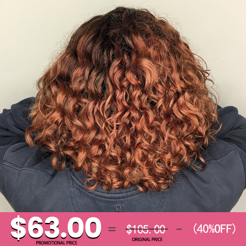 Ombre 1b/27 Glueless Wigs With Bangs | 12 Inch Water Wave Hair