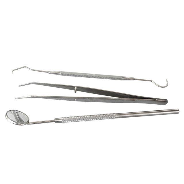 1 Set Dental Examination Pack Probe, Tweezer, Mirror Stainless Steel Tools,