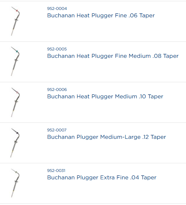 Kerr SybronEndo Buchanan System B Dental Heat Pluggers Fill Obturation Tips