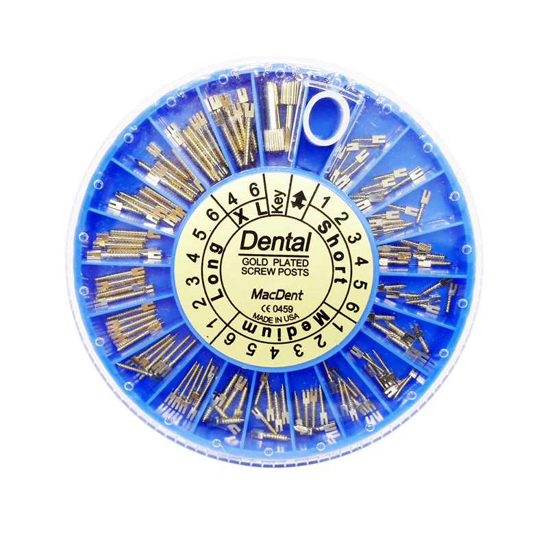 MacDent Dental Gold-Plated Root Canal Pins Conical Screw Posts