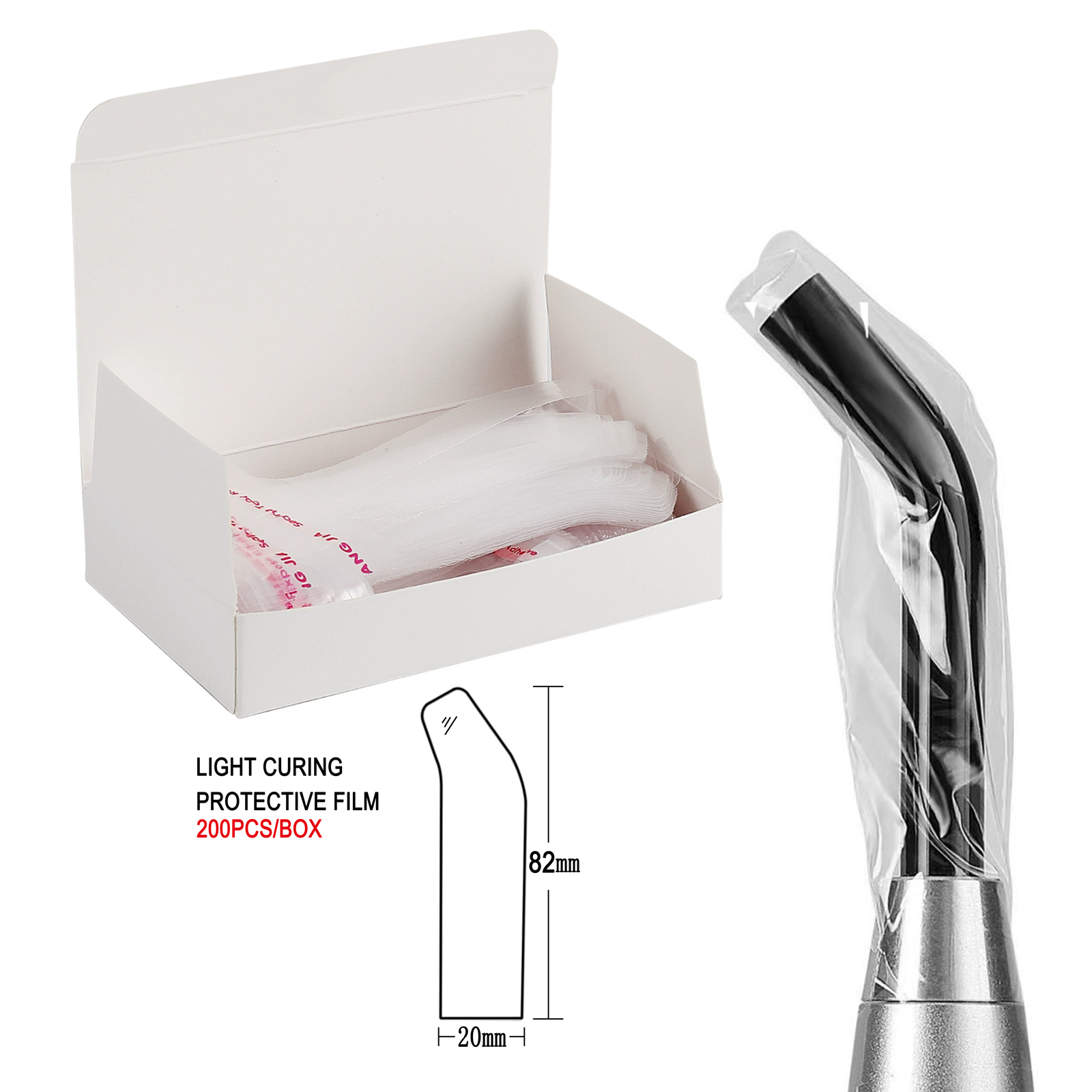 200 Pcs Dental Curing Light Guide Stick Sleeve Sheath Cover Plastic ...