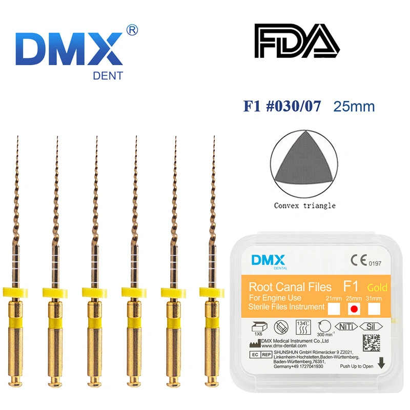 DMXDENT Dental Root Canal Gold Taper NITI Files Endodontic Rotary