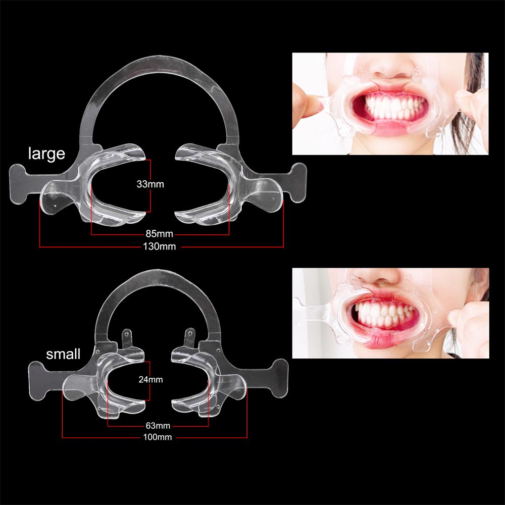 Dental Cheek Lip Retractor Mouth Opener C-Shape With Handle Transparent