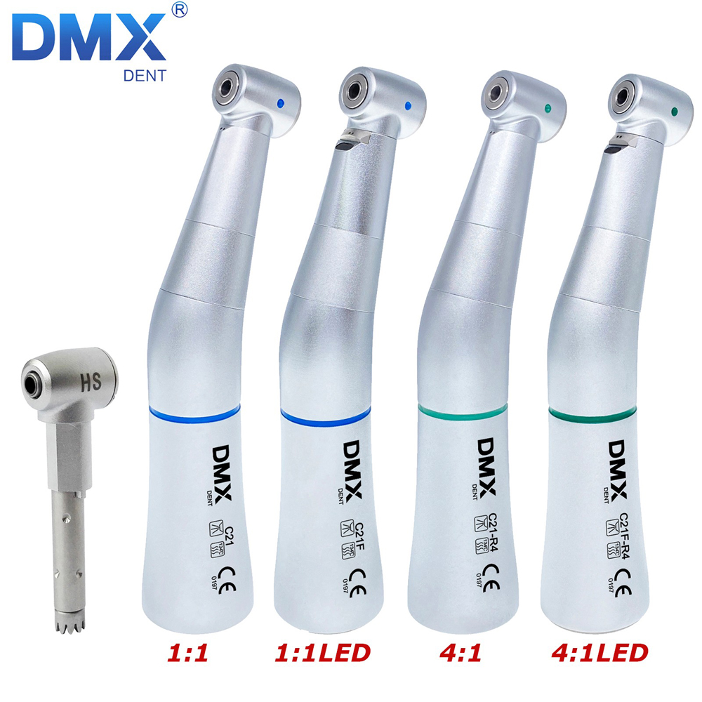 DMXDENT Dental Low Speed Handpiece Contra Angle 4:1 1:1 Fiber Optic fit ...
