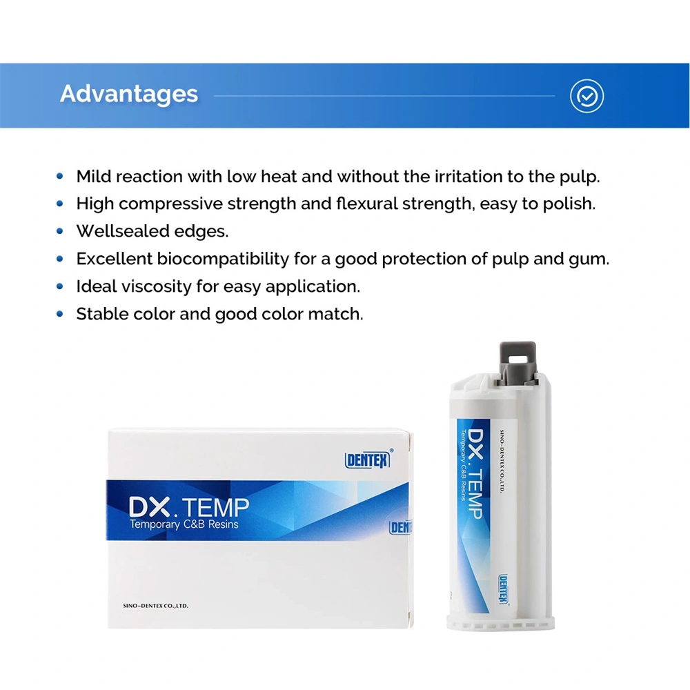 Dentex Dental Self Cure Temporary Crown and Bridge Resins A1/A2/A3 Mix Tips