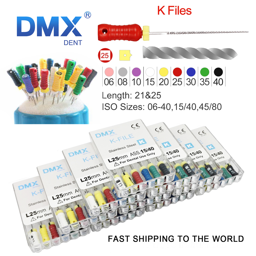 DMXDENT Dental K-File Root Canal Hand Use Endo Endodontics Files 21/25/31mm