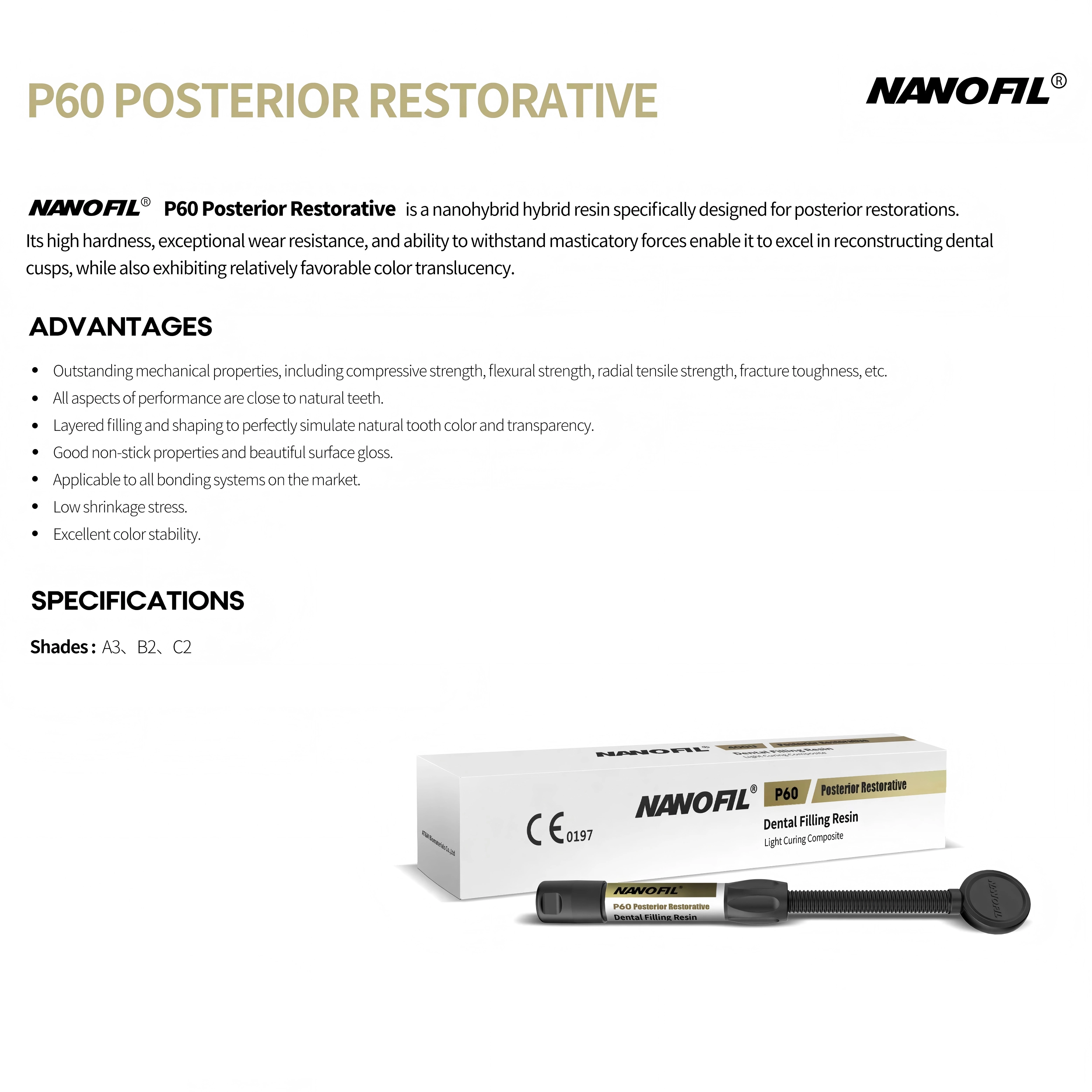 Nanofil P60 Dental Posterior Restorative Filling Resin Light Curing ...