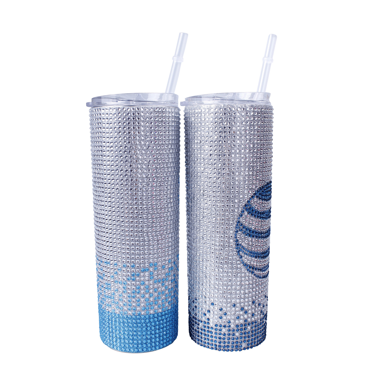 Rhinestone Water Bottle Blue With Rhinestone Sticker