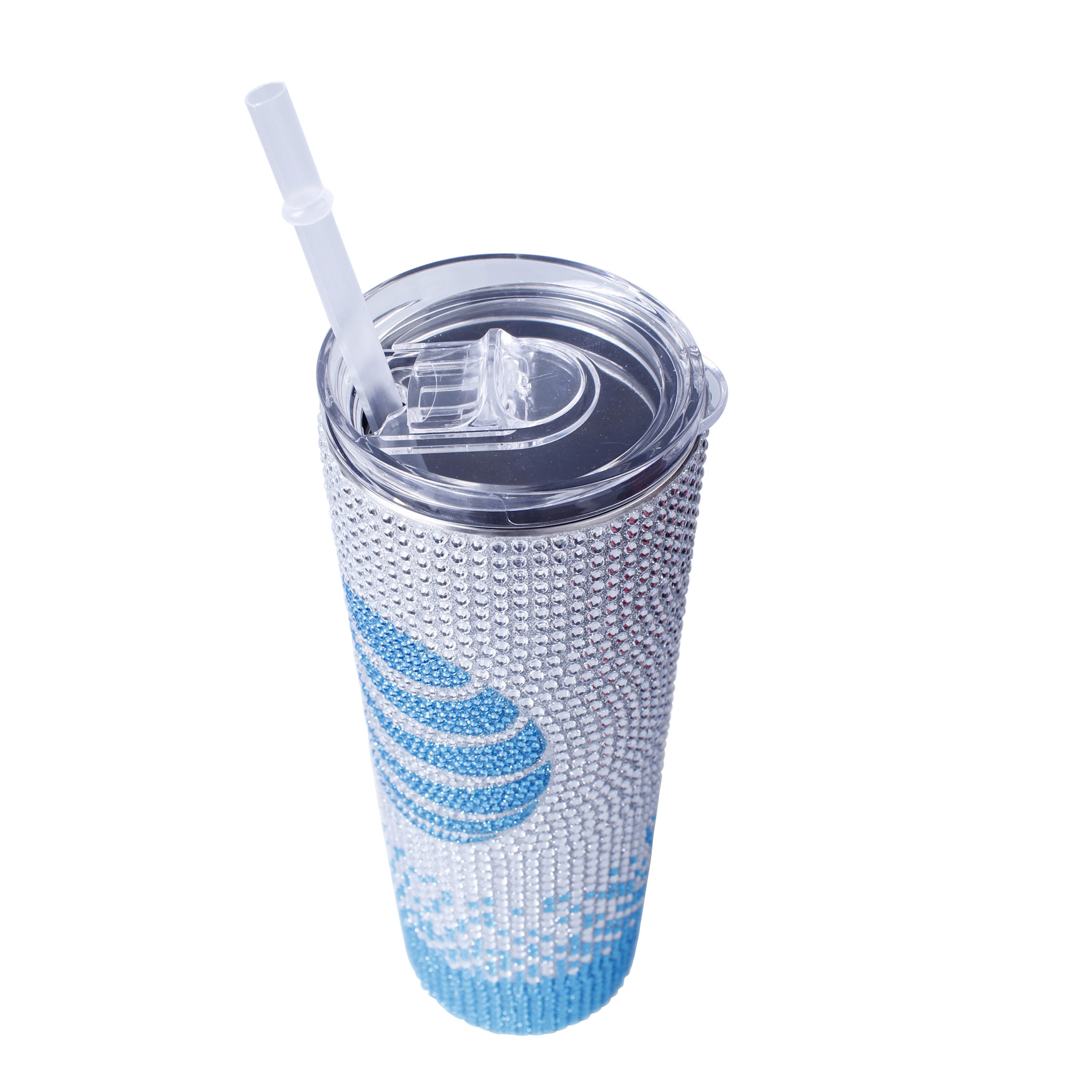 Rhinestone Water Bottle Blue With Rhinestone Sticker